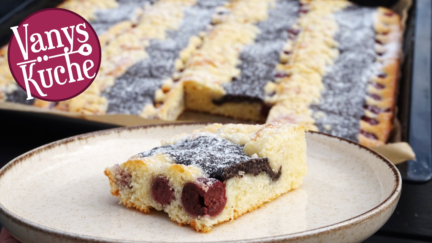 Kirsch-Mohn-Streuselkuchen - Vanys Küche - Rezeptideen mit Videoanleitung
